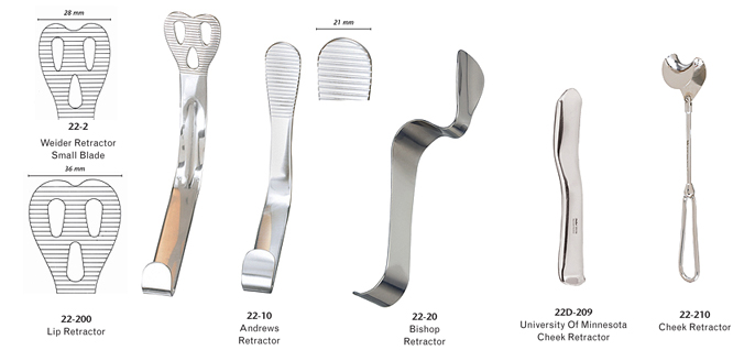 ANDREWS Cheek Tongue Retractor, serrated blade 21 mm wide