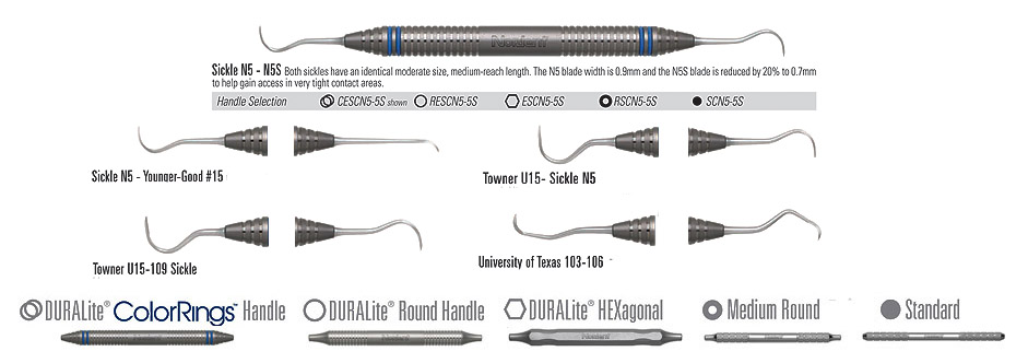DE Scaler, Anterior Sickle N5-5S Thin, Medium Round Handle